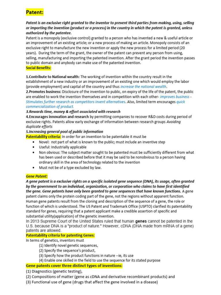 Patents | PDF | Patent | Gene