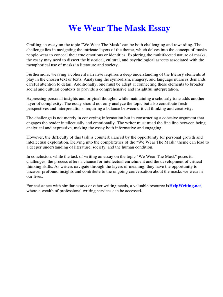 We Wear The Mask Essay | PDF | Bolsheviks | Coral Reef