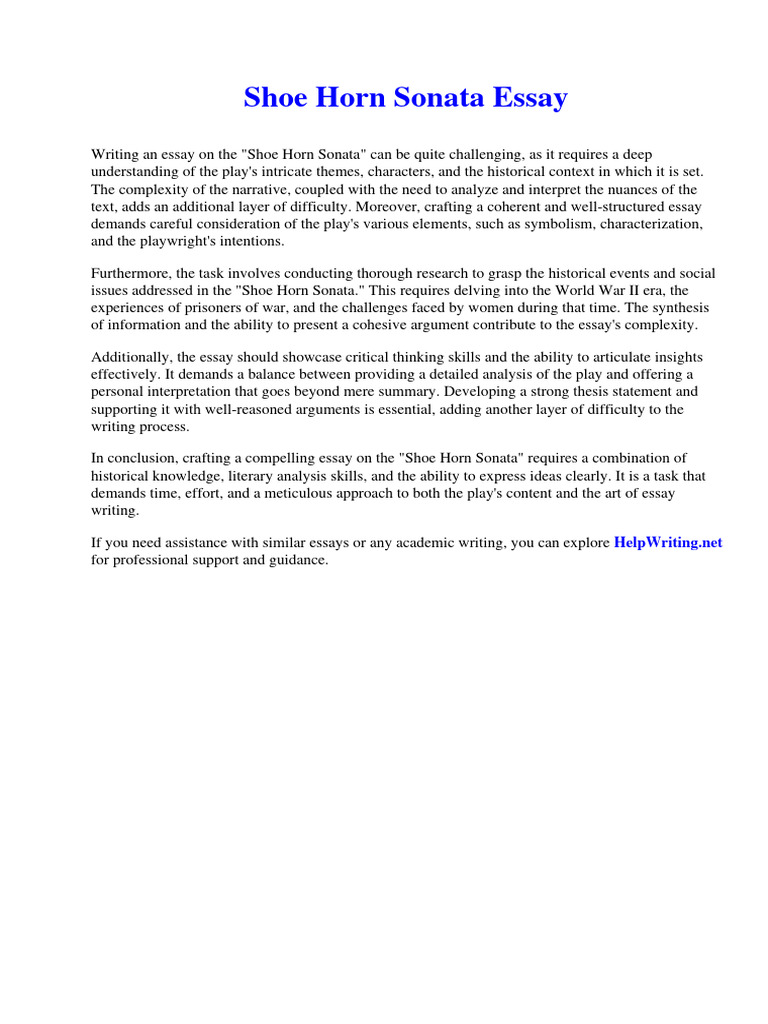 Shoe Horn Sonata Essay | PDF | Knowledge | Essays