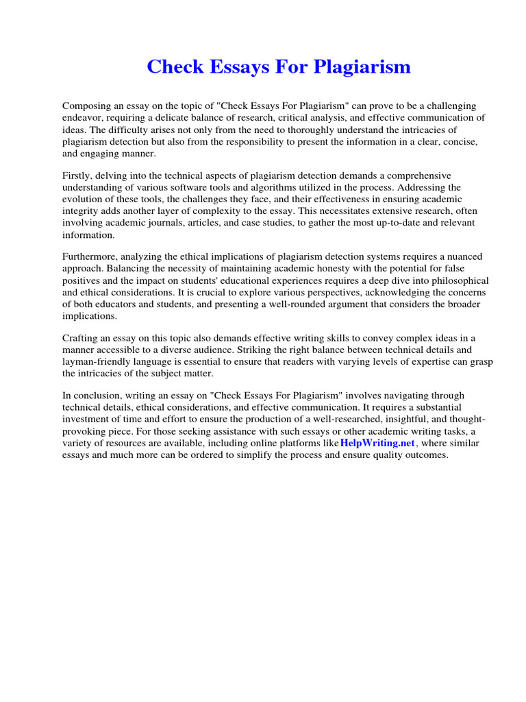 Check Essays For Plagiarism | PDF | Macromolecules | Plagiarism