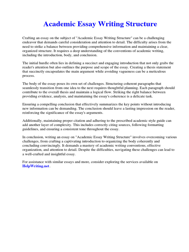 Academic Essay Writing Structure | PDF