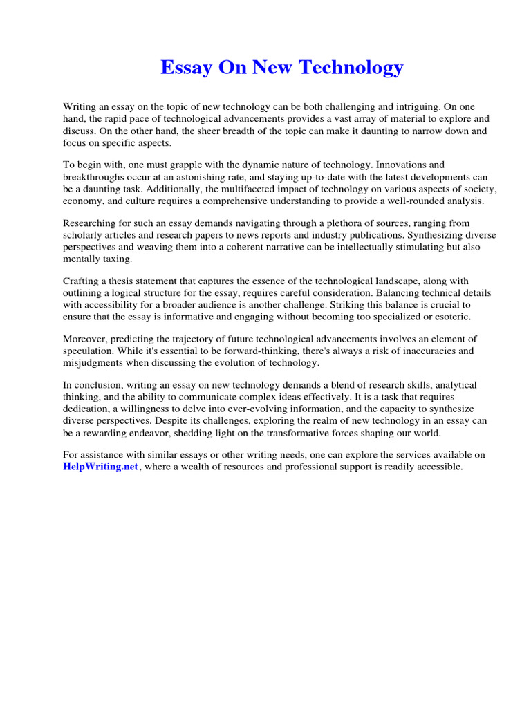 Essay On New Technology | PDF