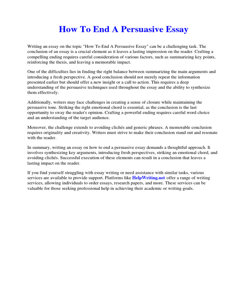 How To End A Persuasive Essay | PDF | Security Interest | Essays
