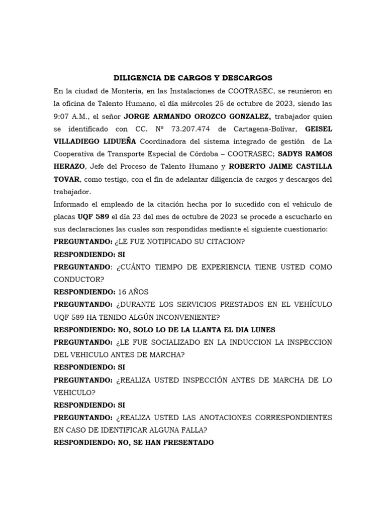 Modelo de Descargo | PDF