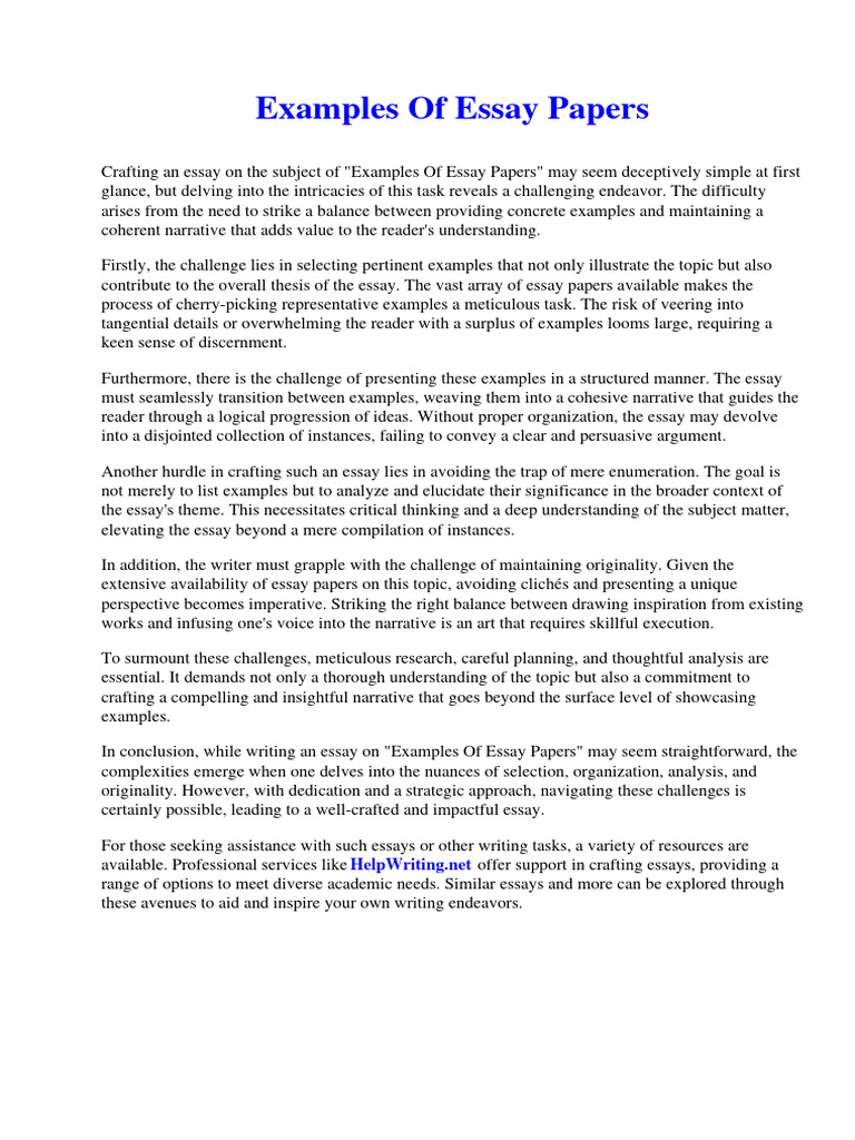 Examples of Essay Papers | PDF | Essays | Bus