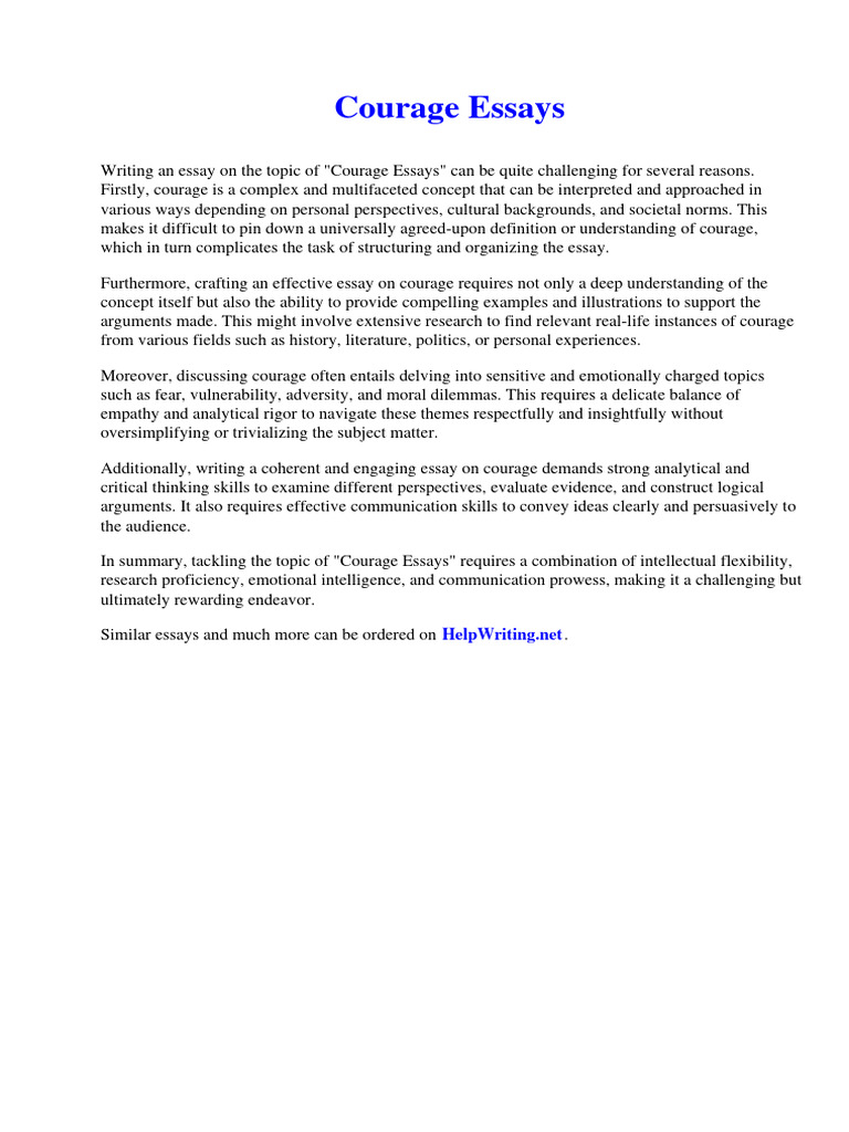 Courage Essays | Download Free PDF | Osmosis | Essays
