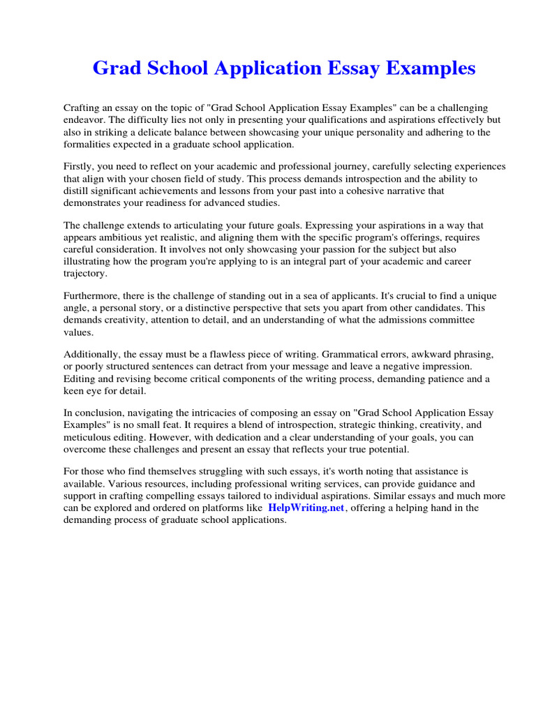 Grad School Application Essay Examples | PDF | Essays | Creativity