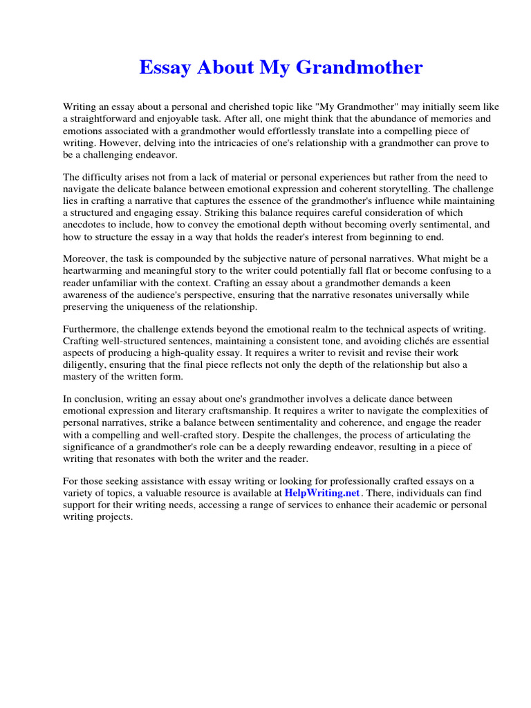 Essay About My Grandmother | PDF