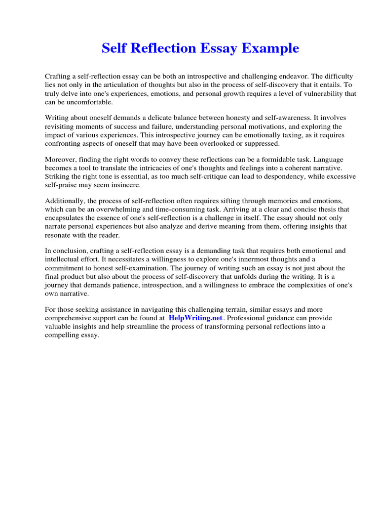 Self Reflection Essay Example | PDF | A Doll's House | Aeneid