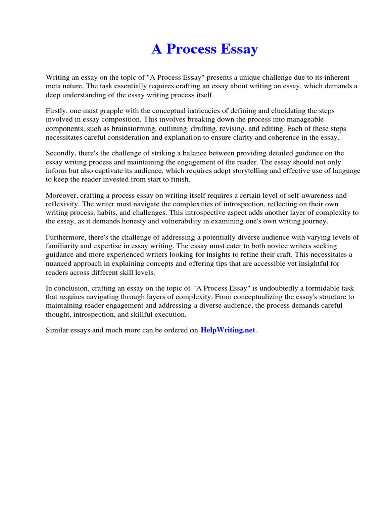 A Process Essay | PDF | Essays | Quality Management
