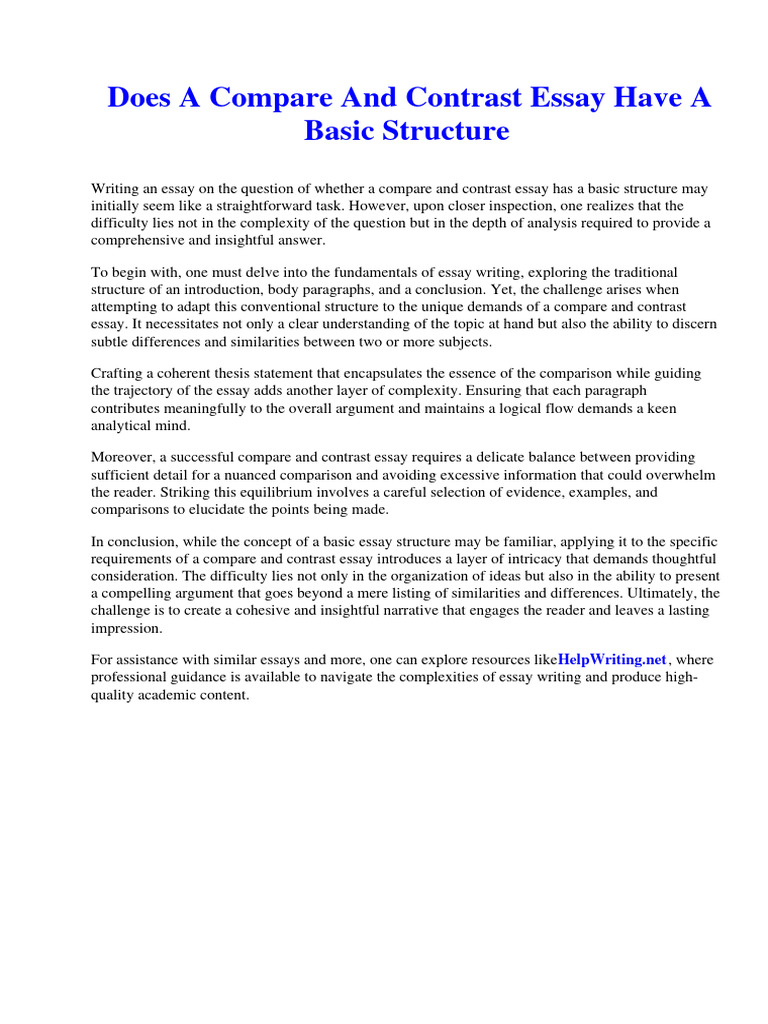 Does A Compare and Contrast Essay Have A Basic Structure | PDF | Essays ...