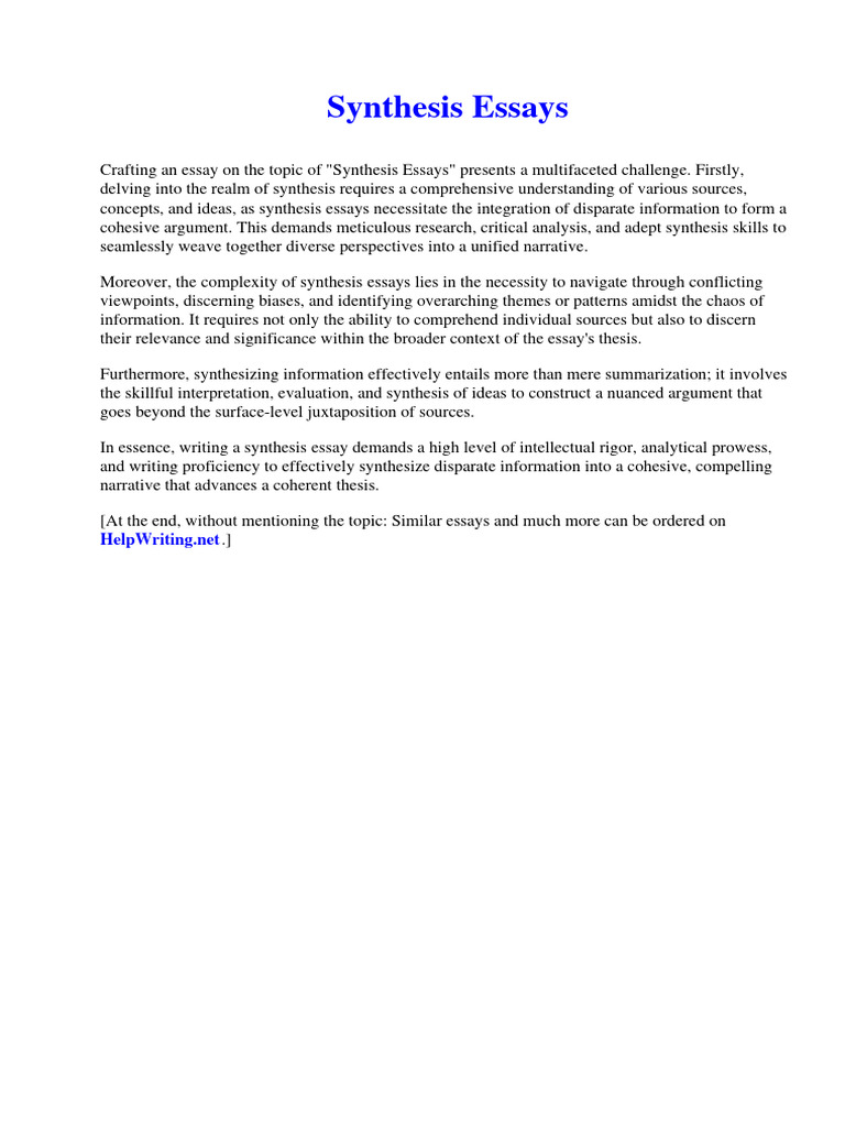 Synthesis Essays | PDF | Oresteia