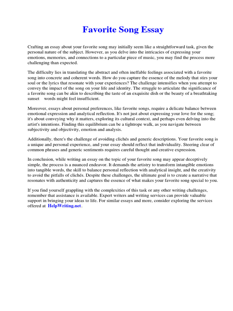 Favorite Song Essay | PDF