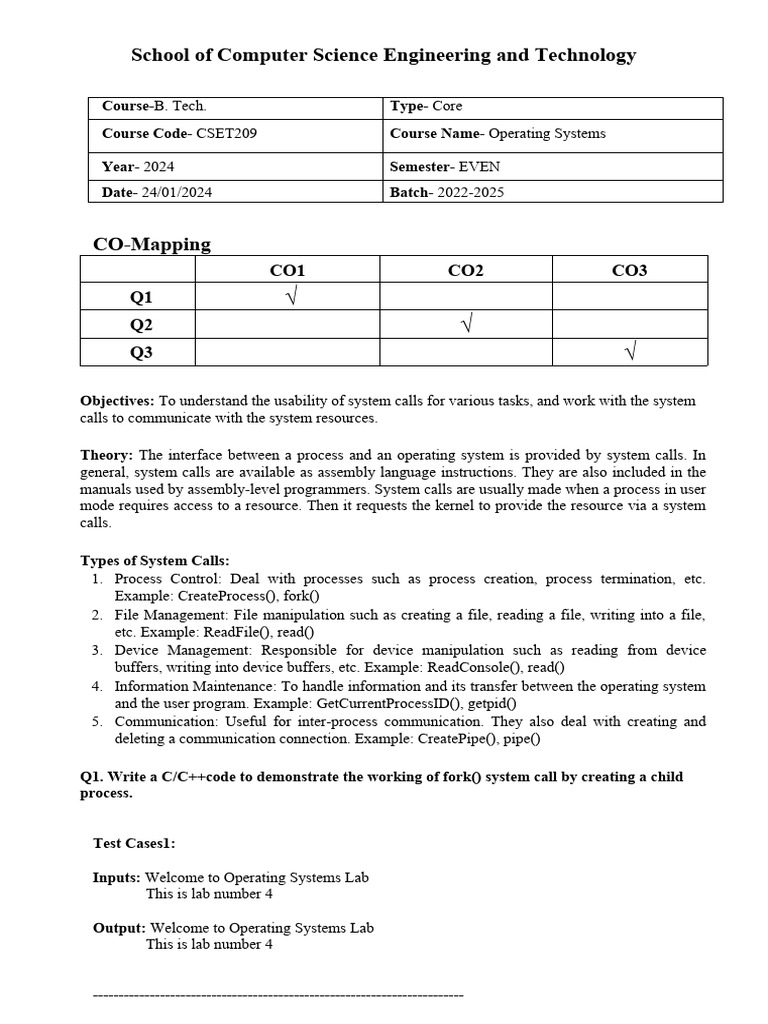 Lab 4 | PDF | Process (Computing) | Operating System