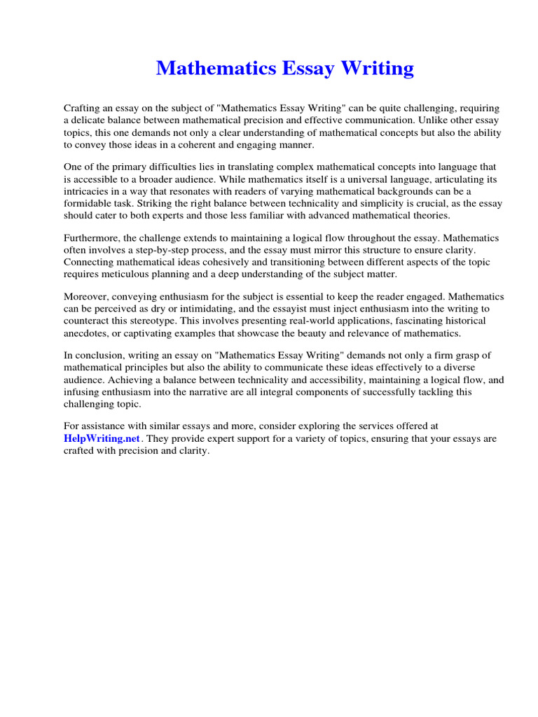 Mathematics Essay Writing | PDF | Immanuel Kant | Essays