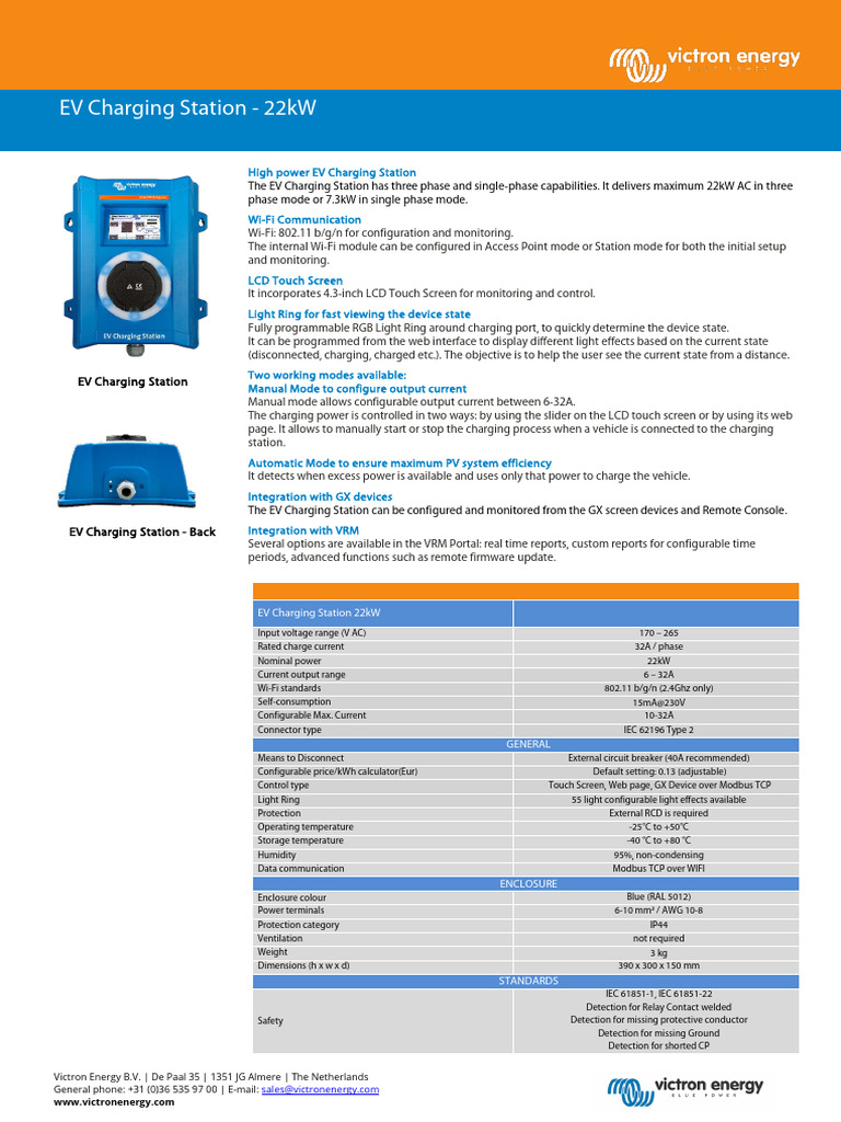 Datasheet EV Charging Station EN | Download Free PDF | Wi Fi | Touchscreen