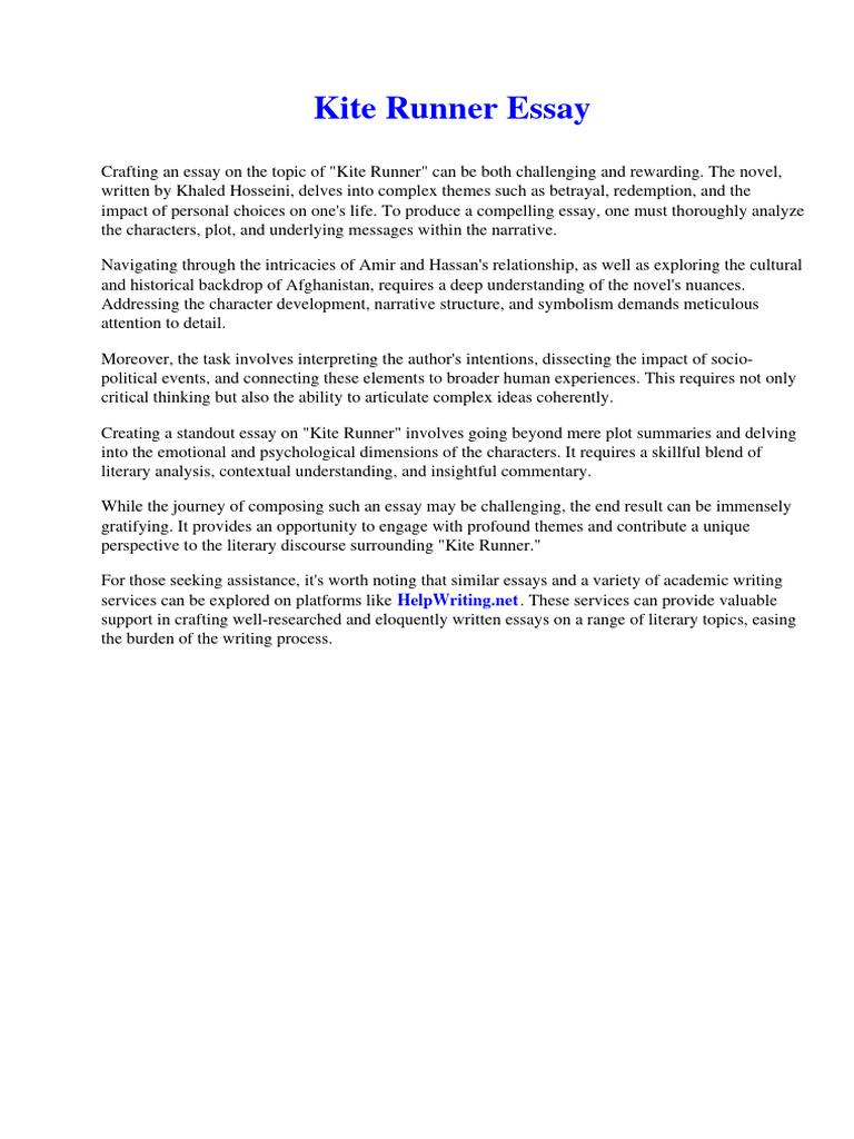 Kite Runner Essay | PDF | Gospel Of Matthew | Gospel Of Mark