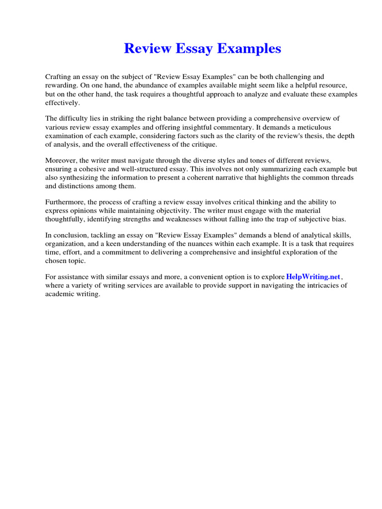 Review Essay Examples | PDF | Essays | University And College Admission