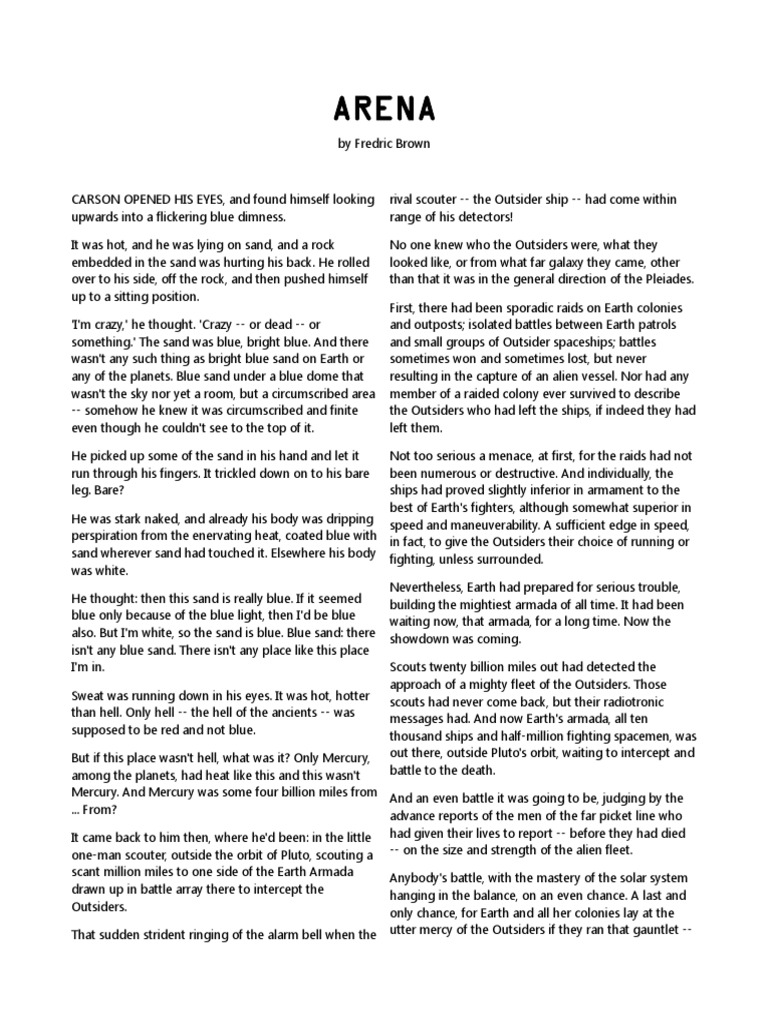 Arena by Fredric Brown | PDF | Leisure | Business