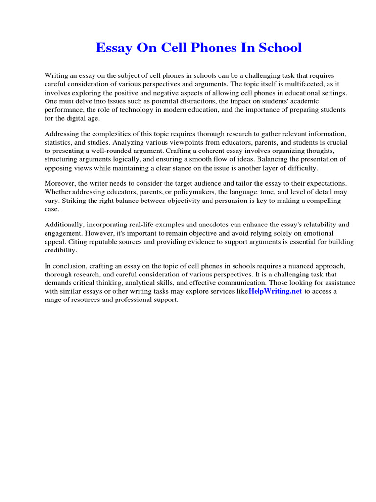 Cell Phones in Schools: Pros and Cons | PDF