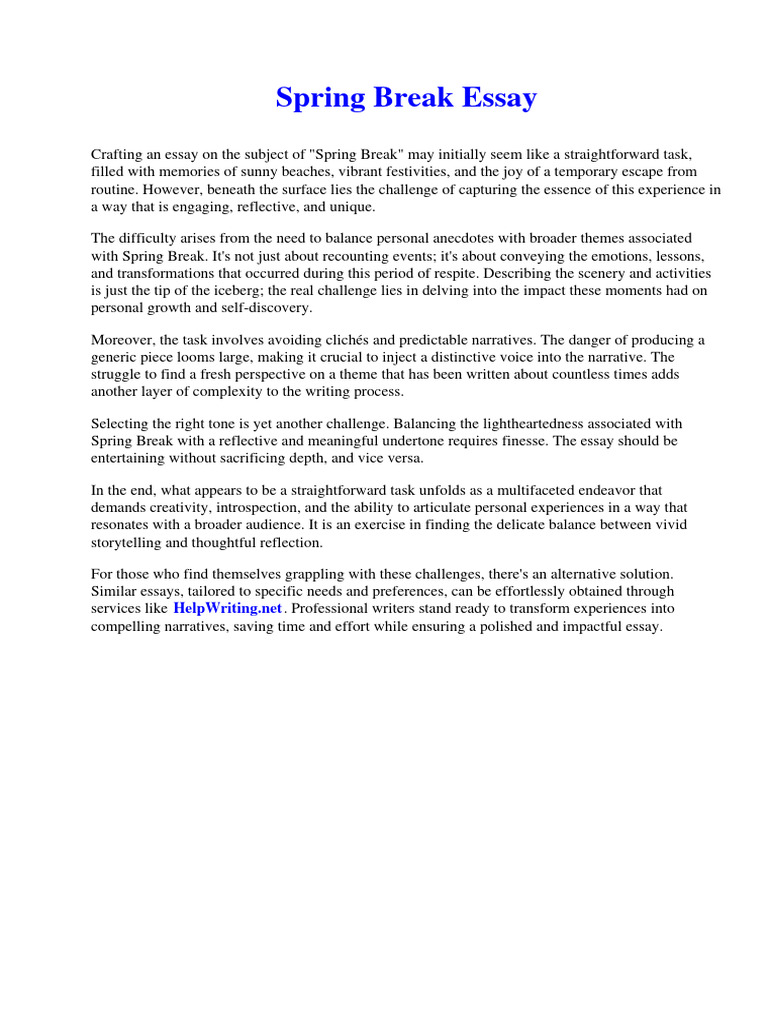 Spring Break Essay | PDF