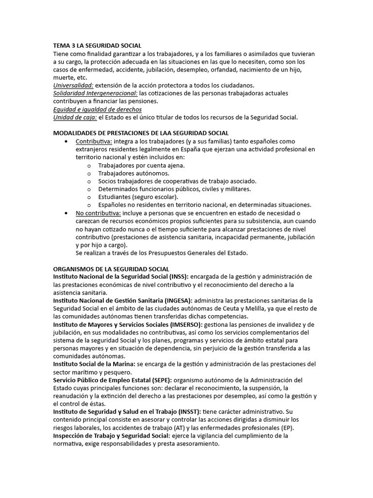 Resumen tema 3 | PDF | Bienestar | Jubilación