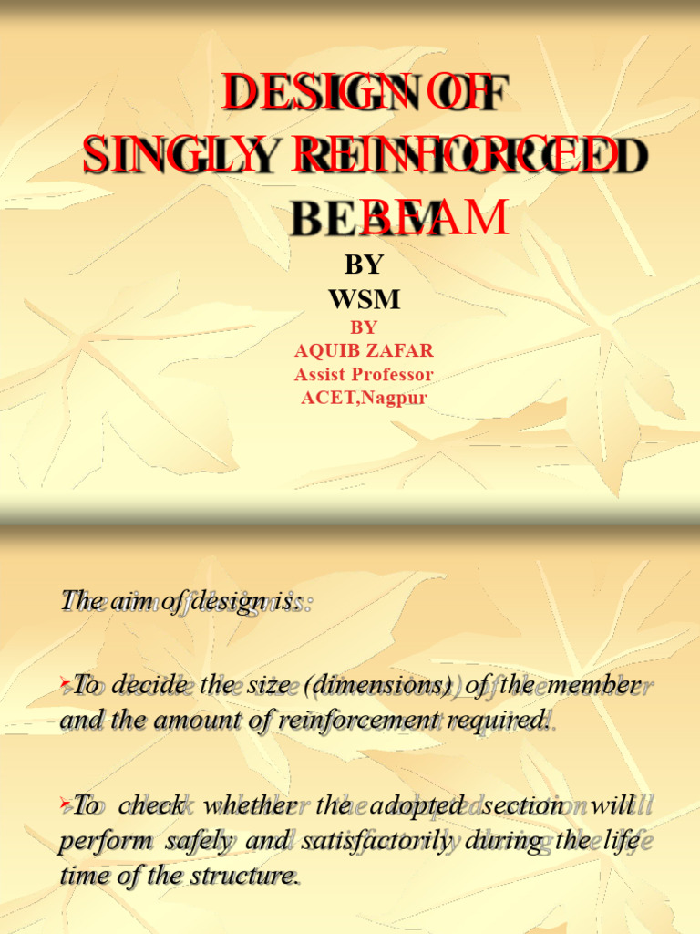 Design of Beam by WSM For Reference Final | PDF | Beam (Structure ...