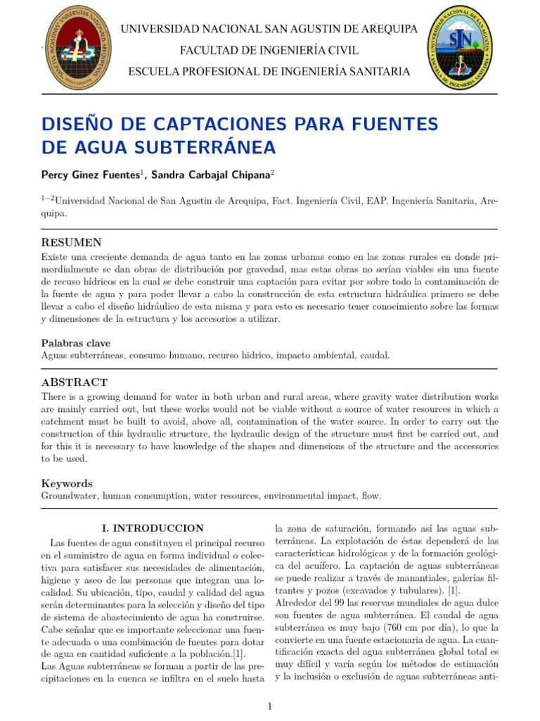Guia - Diseño Sistemas de Captacion Agua | PDF | Agua | Agua subterránea