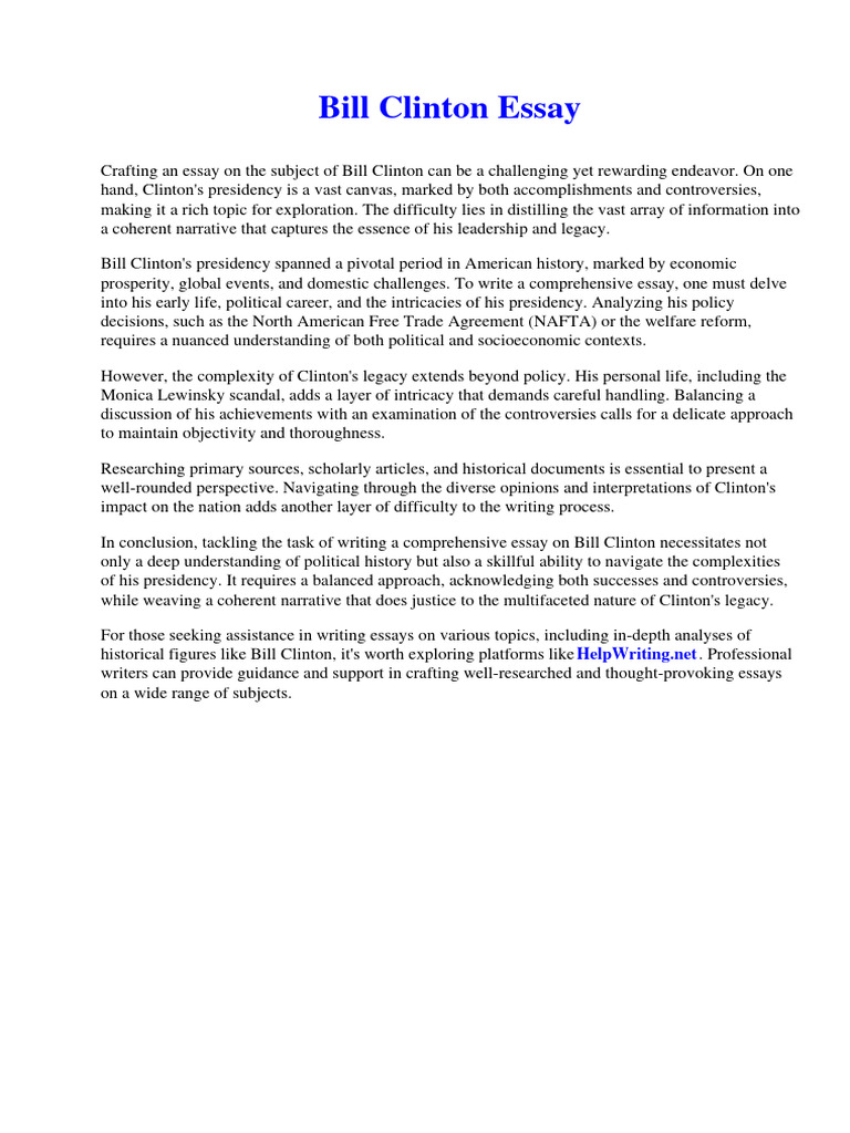 Bill Clinton Essay | PDF