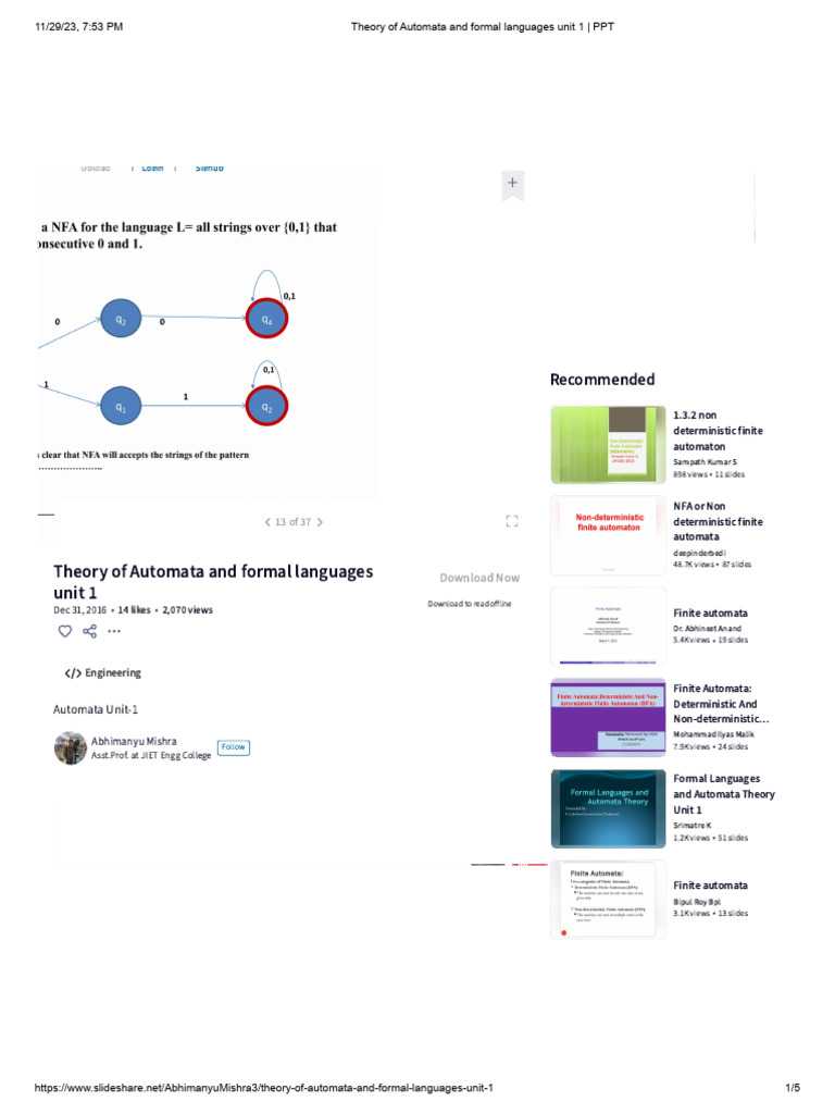 Theory Of Automata And Formal Languages Unit 1 Pdf Computing String Computer Science