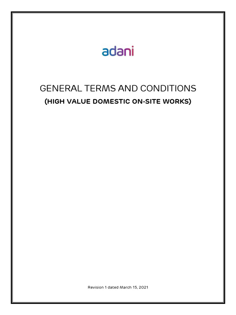 GTC - High Value Domestic On-Site Works | PDF | Indemnity | Guarantee