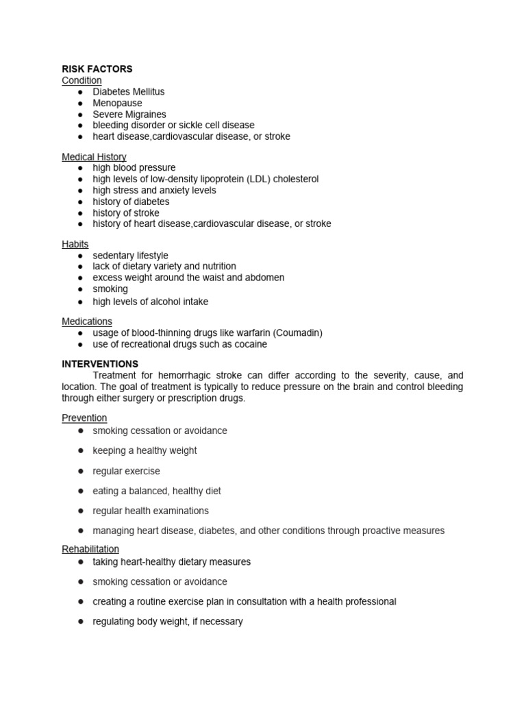 Hemorrhagic Stroke Notes | PDF