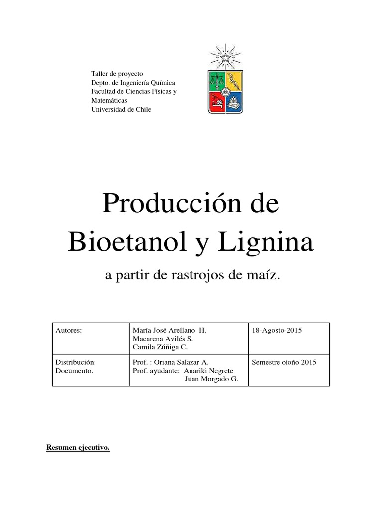 Produccion de Bioetanol y Lignina A Part | PDF | Combustible de etanol | Destilación