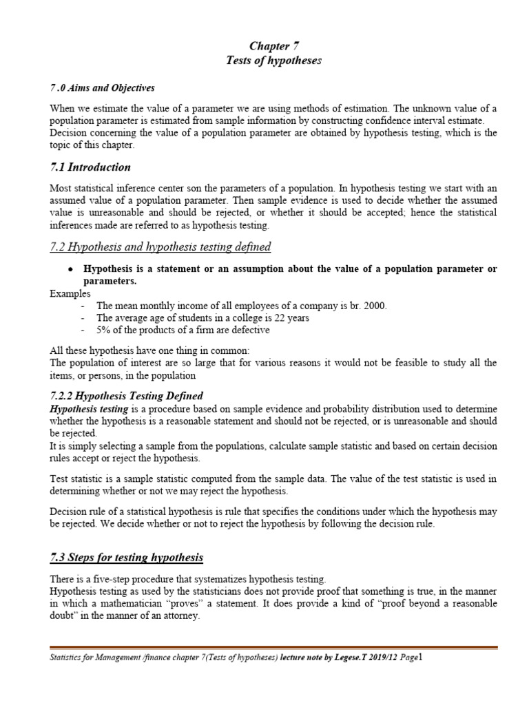 Hypothesis Testing Procedures Explained | PDF | Statistical Hypothesis ...