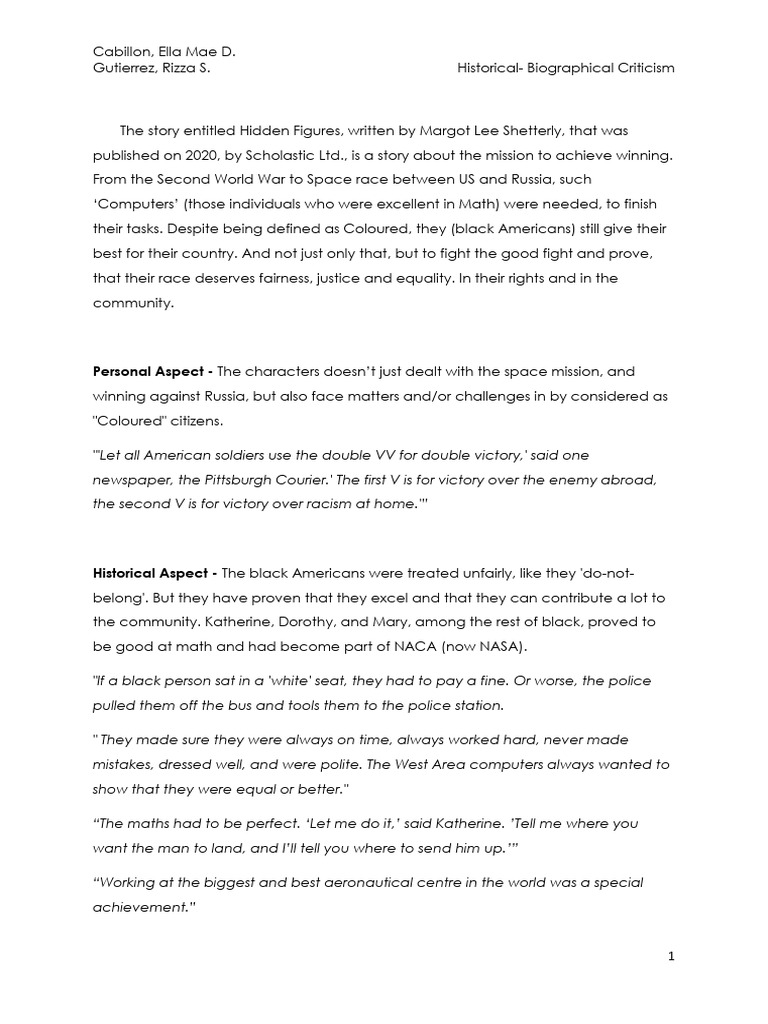 Book Entitled Hidden Figures | PDF | Hidden Figures | Langley Research ...