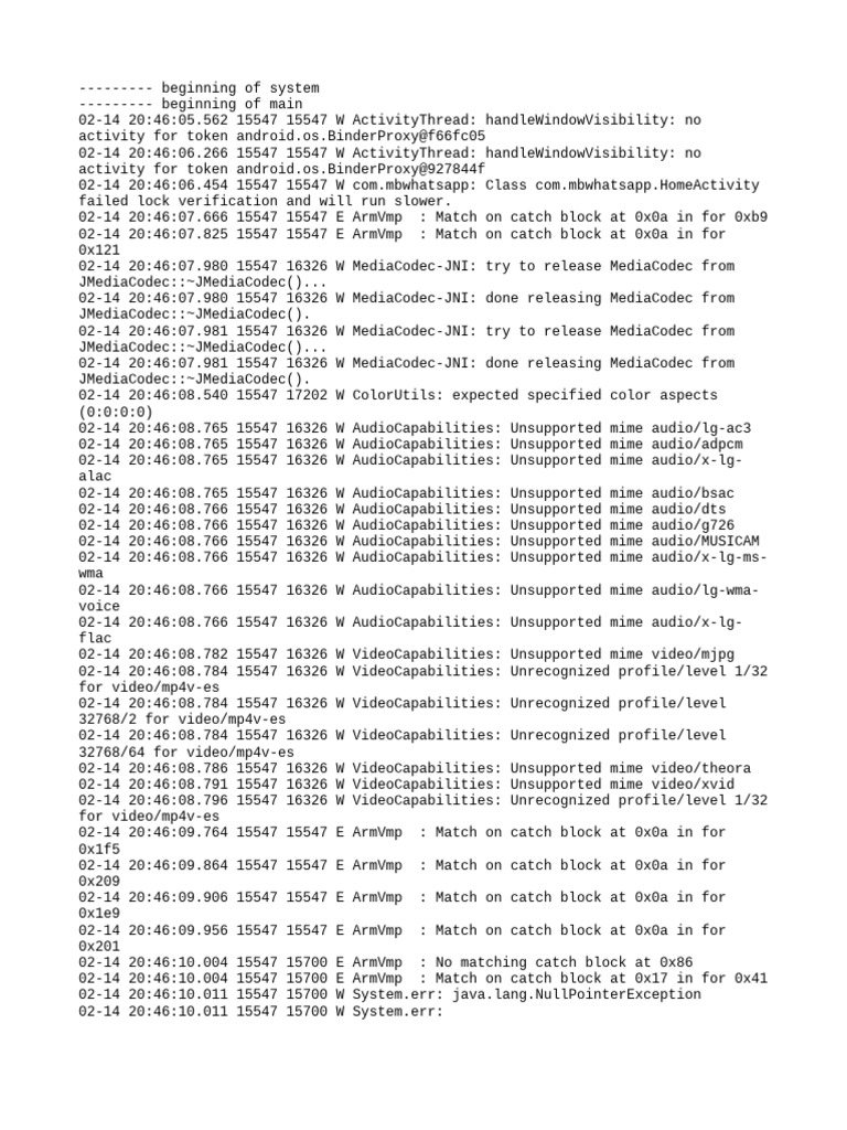 Logcat | PDF | Java (Programming Language) | Information Technology