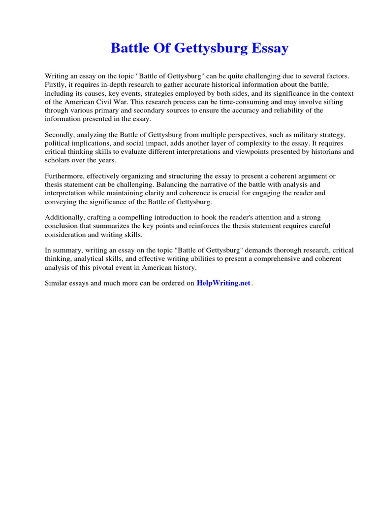 Battle of Gettysburg Essay | PDF | Leveraged Buyout | Essays
