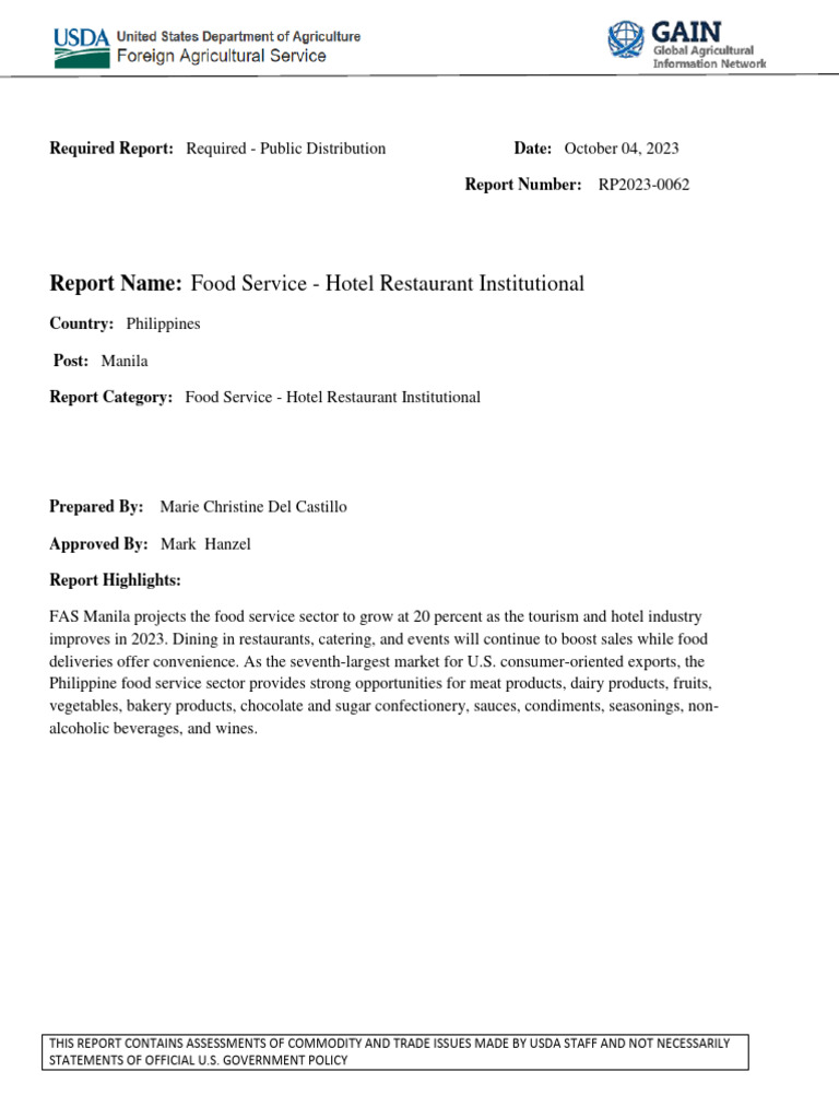 Food Service - Hotel Restaurant Institutional - Manila - Philippines ...