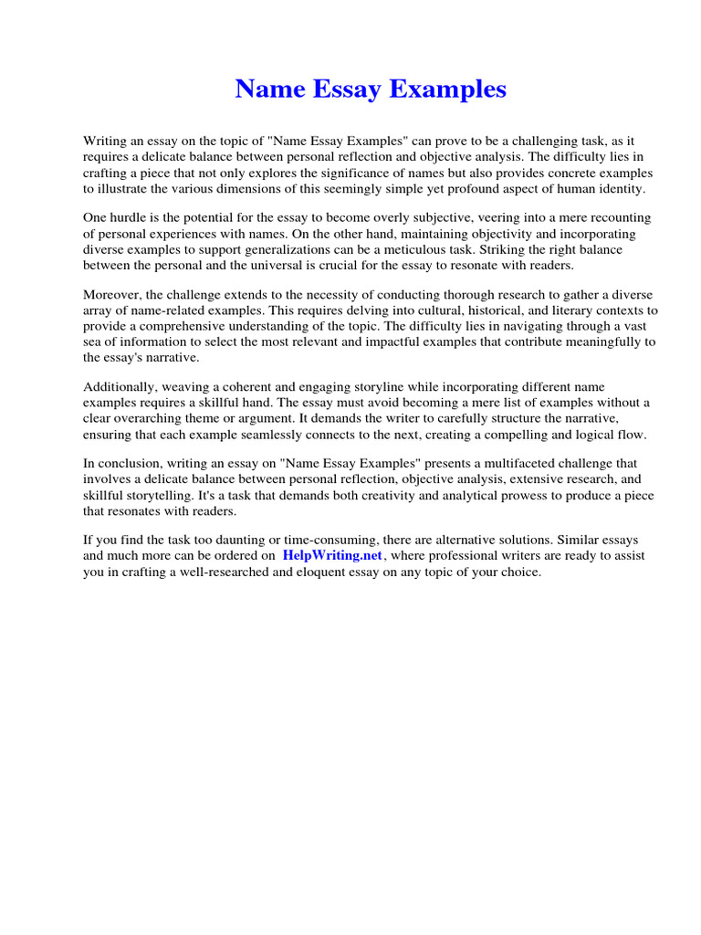 Name Essay Examples | PDF