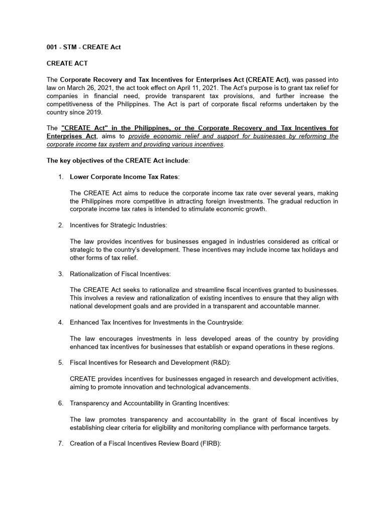 001 - STM - Create Act | PDF | Capital Gains Tax | Taxes