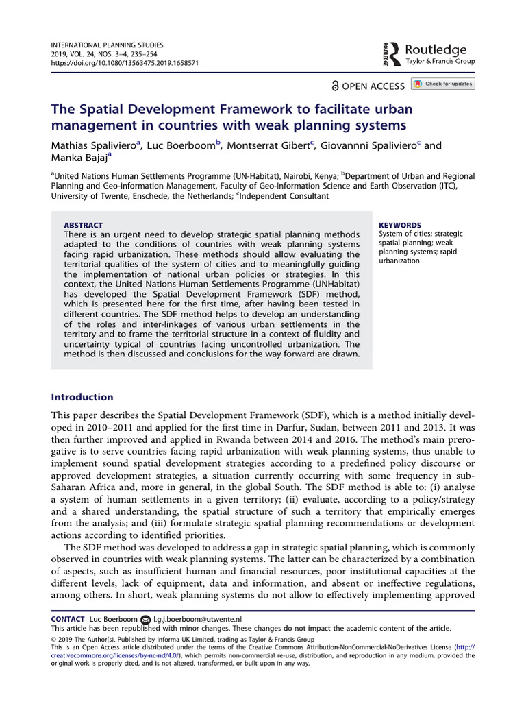 The Spatial Development Framework To Facilitate Urban Management in ...