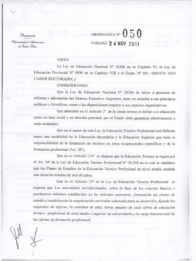 Ordenanza 050-11 | PDF