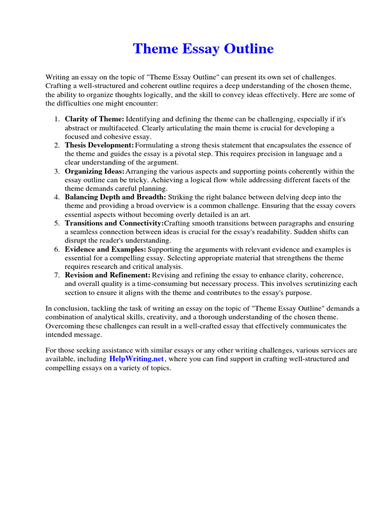 Theme Essay Outline | PDF | Essays | Illegal Immigration To The United ...