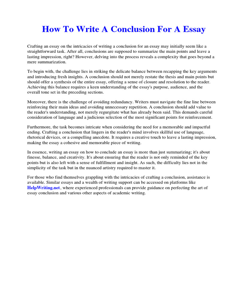 How To Write A Conclusion For A Essay | PDF | Luteinizing Hormone ...
