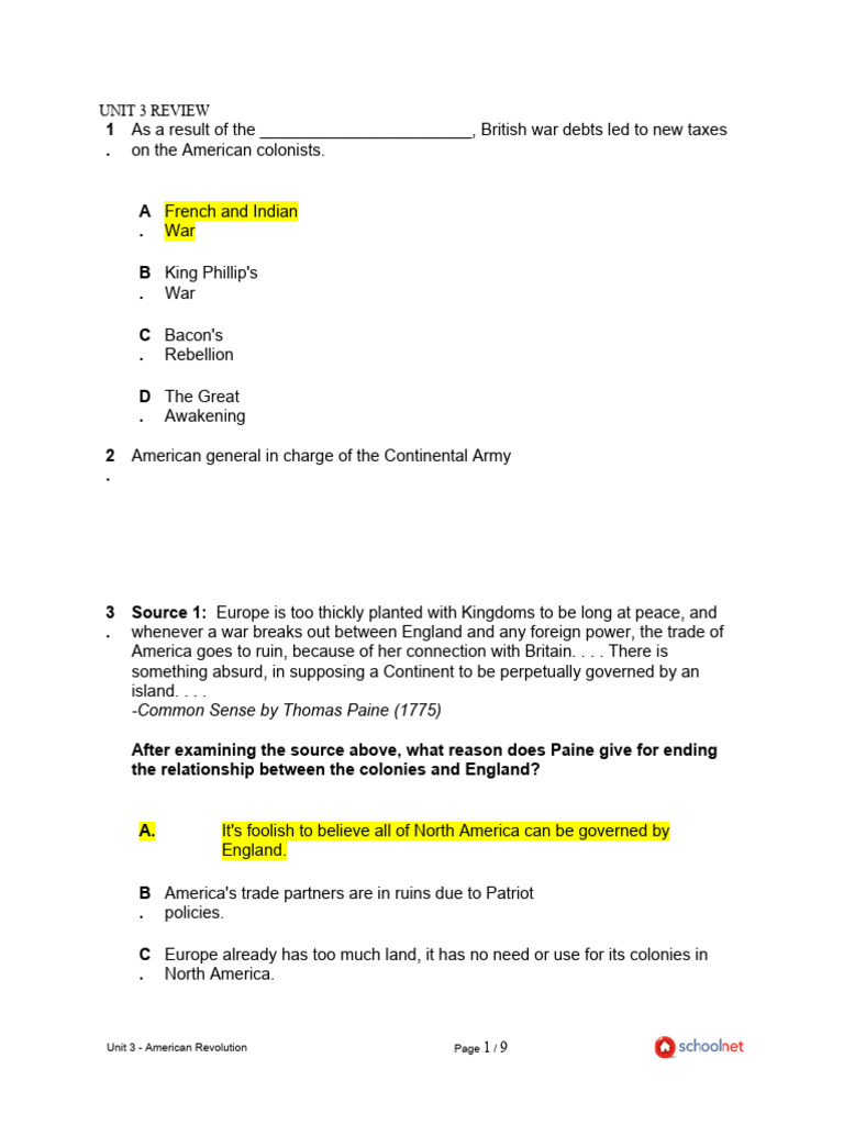 Unit 3 Review Document | PDF | Politics | Travel