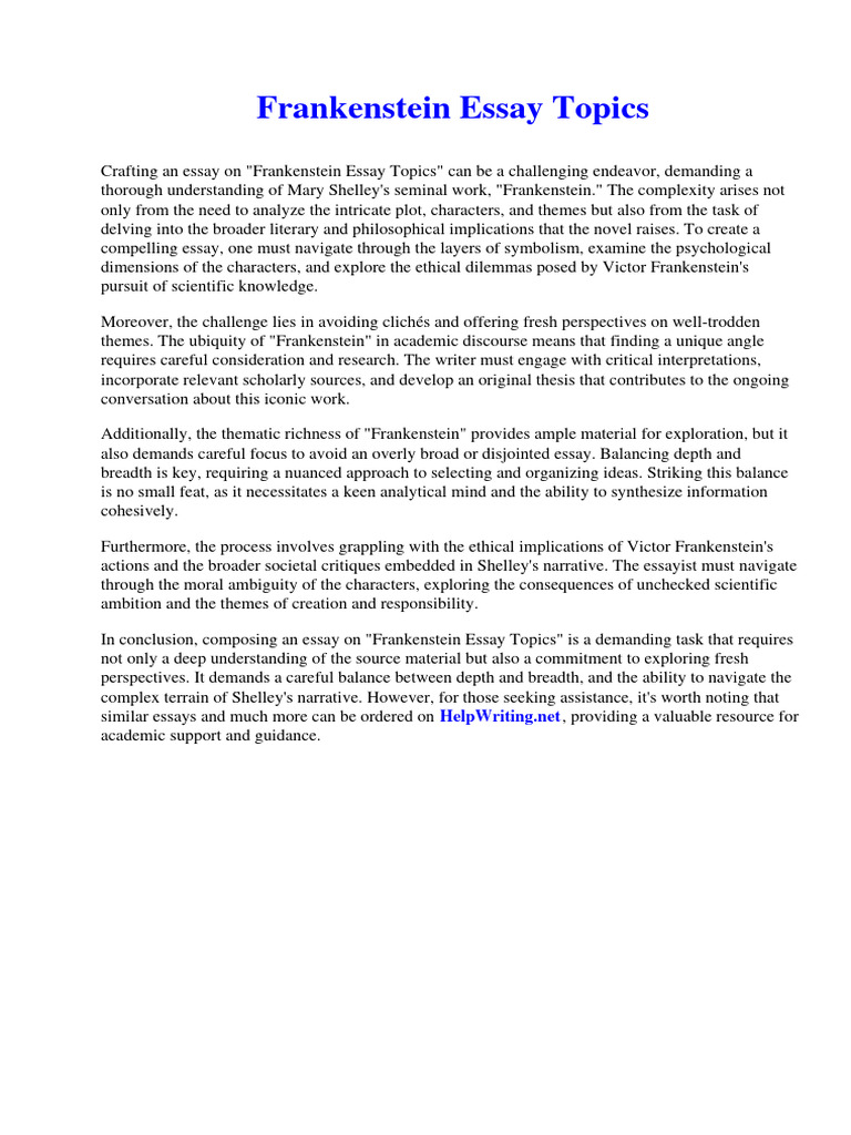 Frankenstein Essay Topics | PDF | Zika Fever | Zika Virus