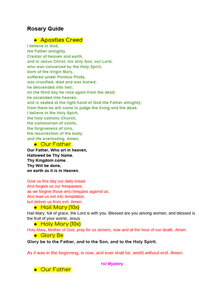 Rosary Guide | PDF
