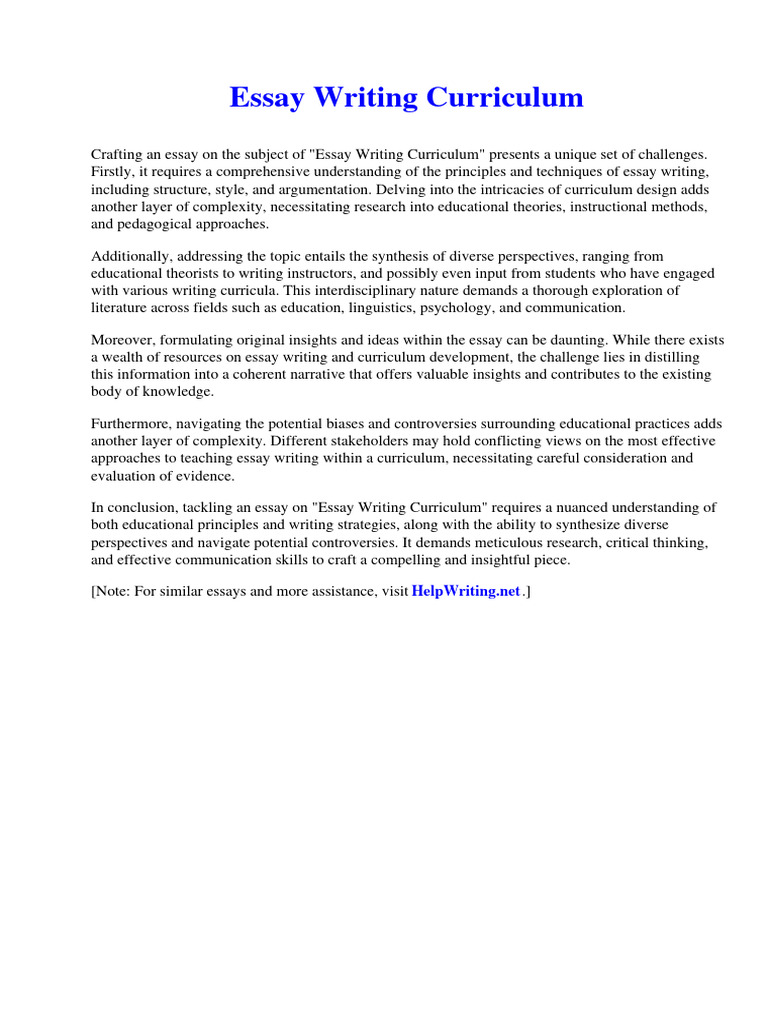 Essay Writing Curriculum | PDF | Data Mining | Data