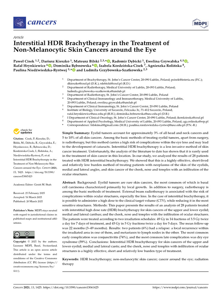 HDR Cancers-2021 | PDF | Radiation Therapy | Absorbed Dose