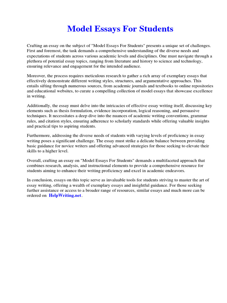 Model Essays For Students | PDF